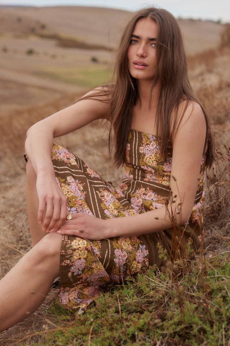 AUGUSTE THE LABEL Annabelle Valetta Midi Dress - Olive Floral – Smoke ...