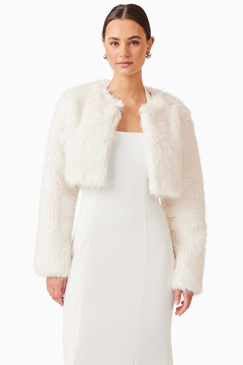 ELLIATT STOCKIST Desiree Cropped Faux Fur Jacket - White – Smoke ...