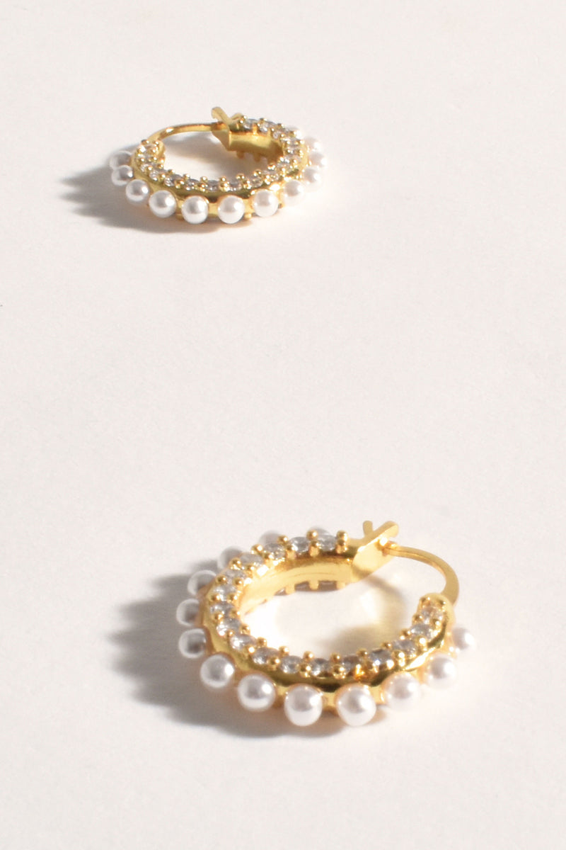 ADORNE ACCESSORIES Diamante and Pearl Mini Hoops - Gold – Smoke ...