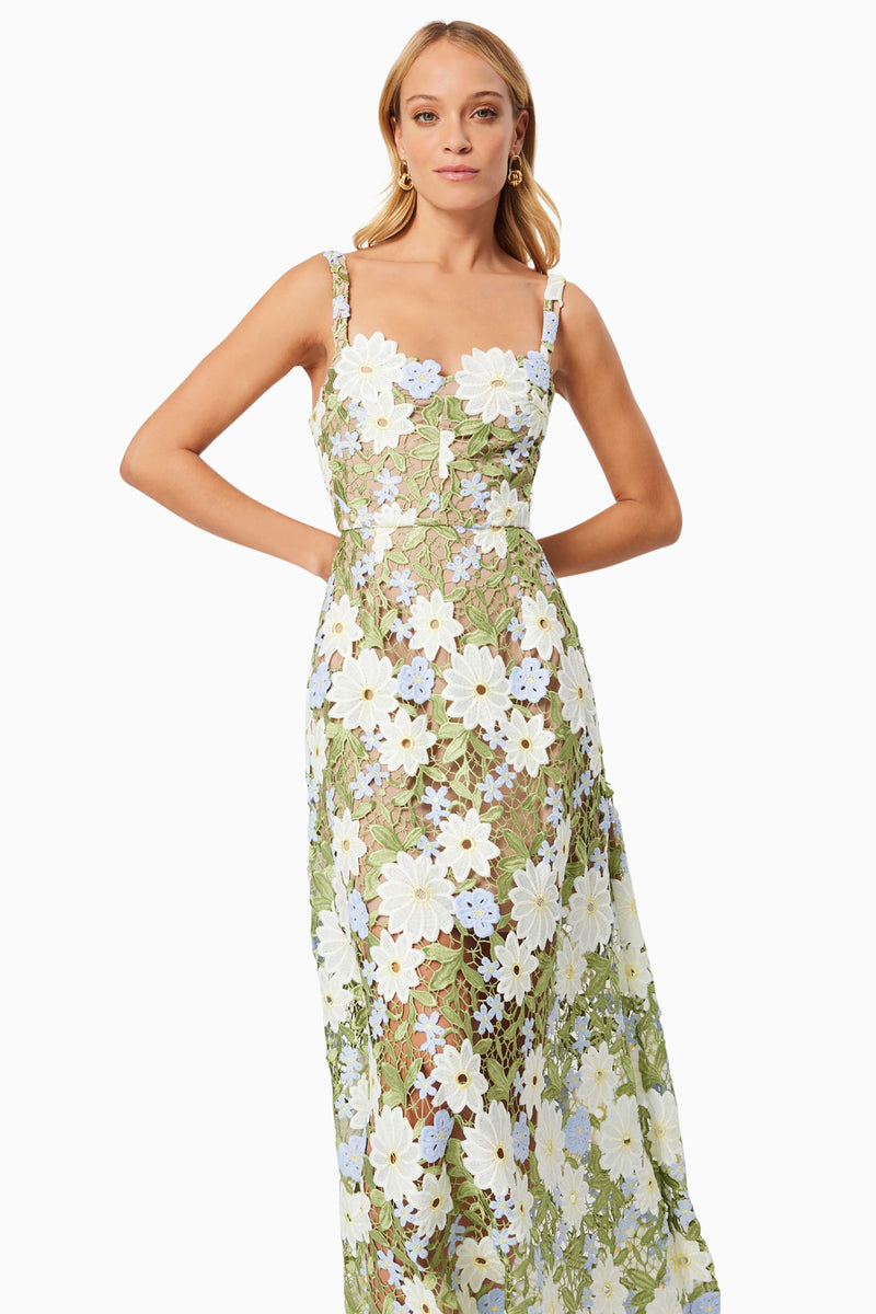 ELLIATT COLLECTIVE Flora Lace Midi Dress - Multi Green Yellow – Smoke ...