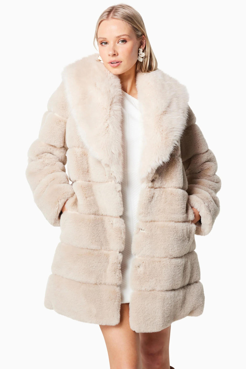 ELLIATT COLLECTIVE Keystone Faux Fur Coat - Beige – Smoke & Mirrors ...