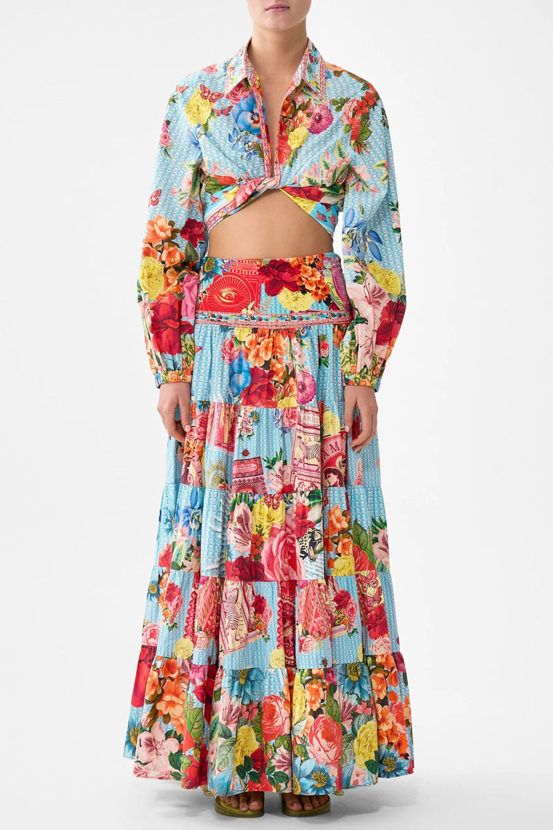 CAMILLA STOCKISTS Papers and Curious Capers Jersey Spliced Tiered Skirt ...