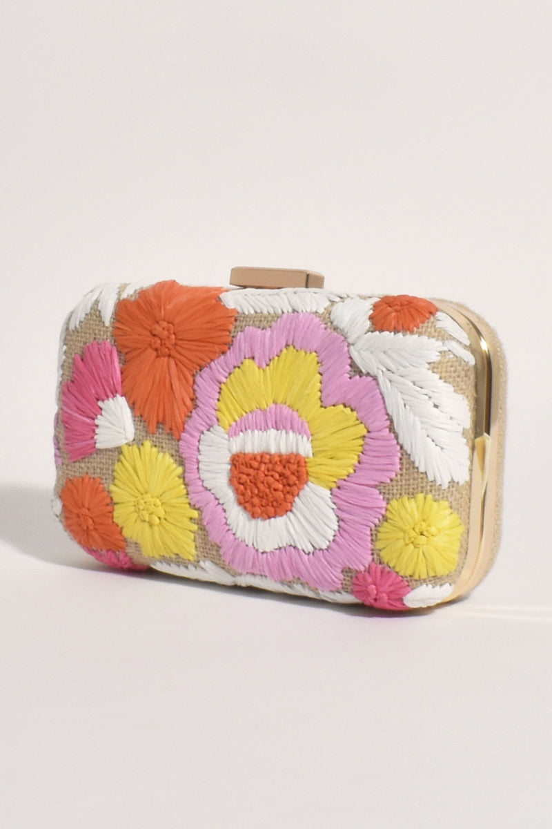 ADORNE ACCESSORIES Strucutred Stitched Event Clutch - Natural Multi ...