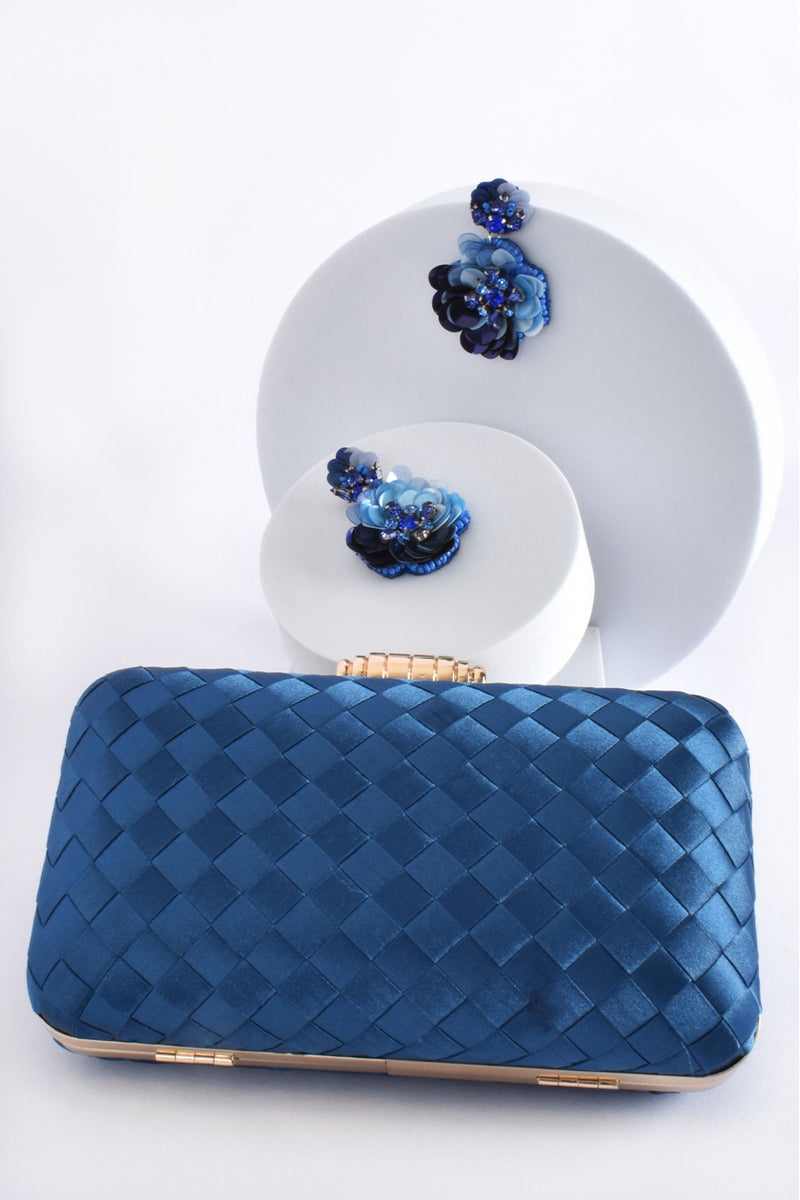 ADORNE ACCESSORIES Aurelia Satin Plait Structured Clutch - Navy – Smoke ...