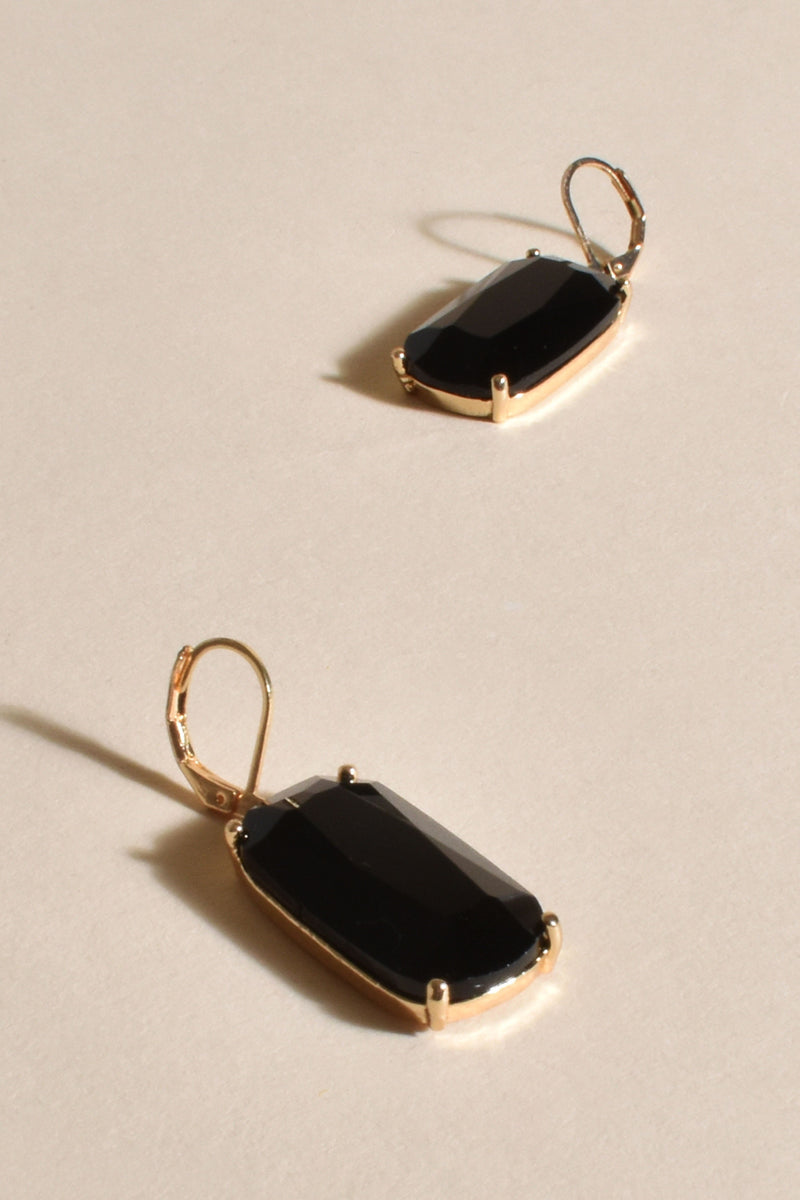 ADORNE ACCESSORIES Glass Drop French Hook Earrings Black Gold – Smoke ...