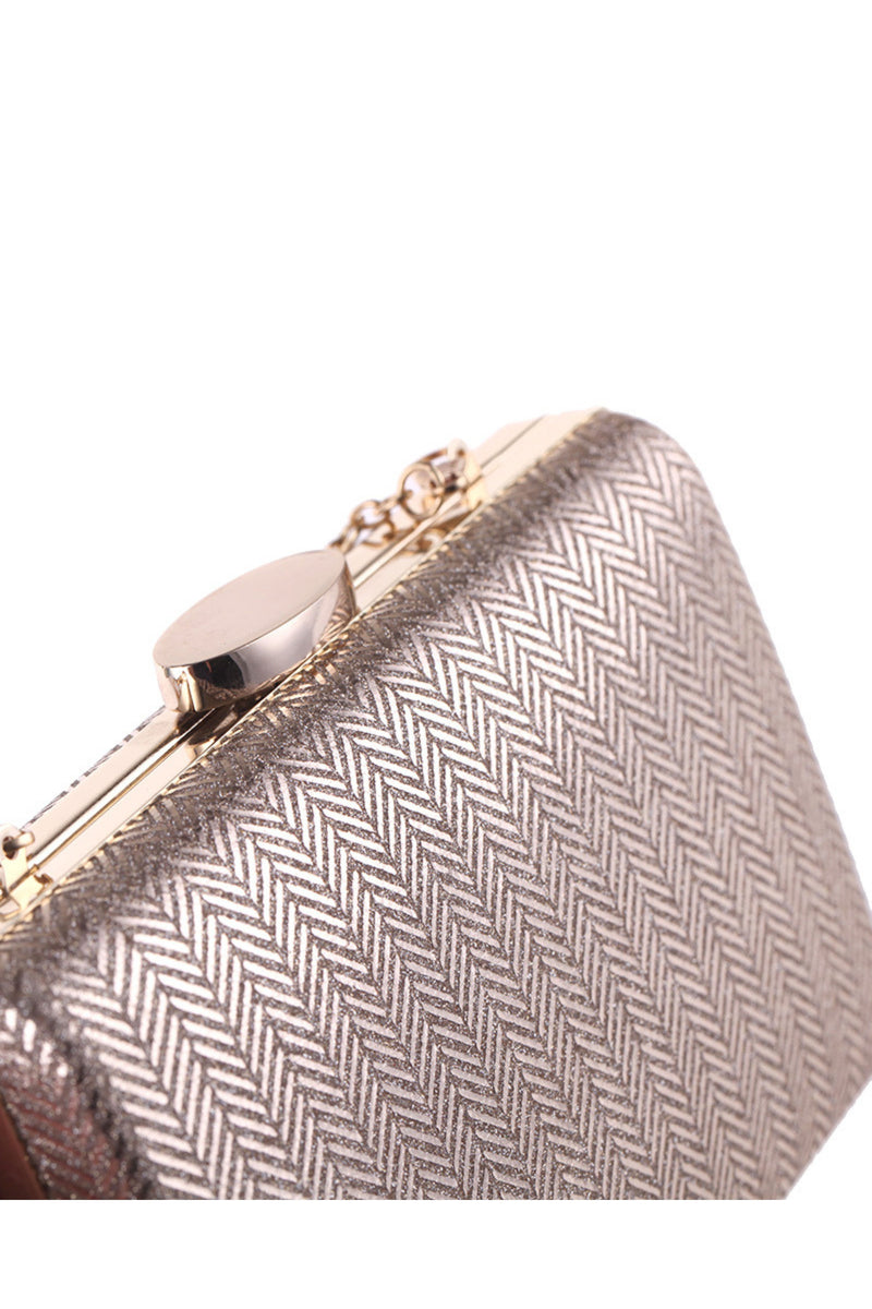 EVENING & FORMAL CLUTCH Metallic Chevon Hard Case Clutch Silver – Smoke ...